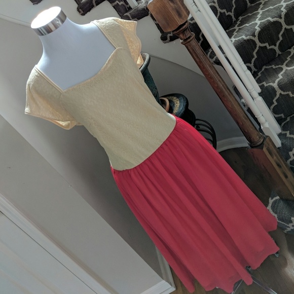 Mikarose | Dresses | Mikarose Chiffon Skirt Lace Top Dress Xl Red Nwt ...